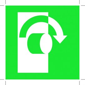Turn Clockwise To Open (Sticker) - | Pictogrammenshop.nl